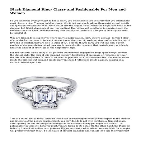Black Diamond Ring- Classy and Fashionable For Men and Women | PDF