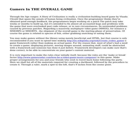 Gamers In THE OVERALL GAME | PDF