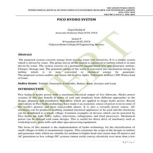 PICO HYDRO SYSTEM | PDF