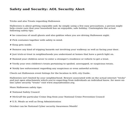 Safety and Security: AOL Security Alert | PDF
