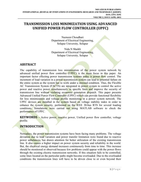 IRJET- Enhancement of Power Flow Capability in Power System using UPFC- A RevieW | PDF