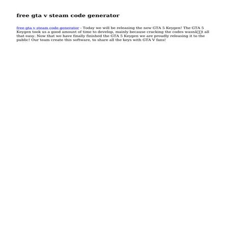 free gta v steam code generator | PDF