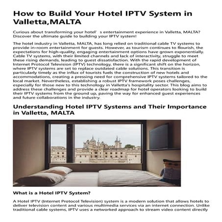 How to Build Your Hotel IPTV System in Valletta，MALTA | PDF