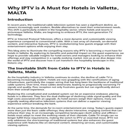 Why IPTV is A Must for Hotels in Valletta，MALTA | PDF