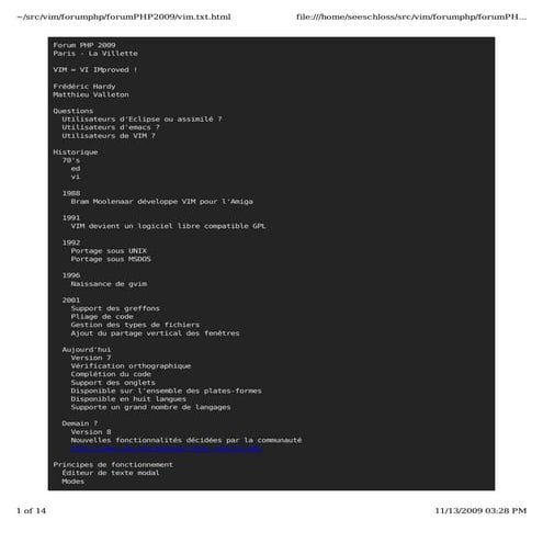 VIM puissance PHP = VI Improved ! | PDF
