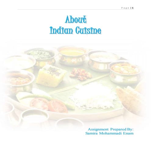 Assignment on Indian Cuisine | DOCX