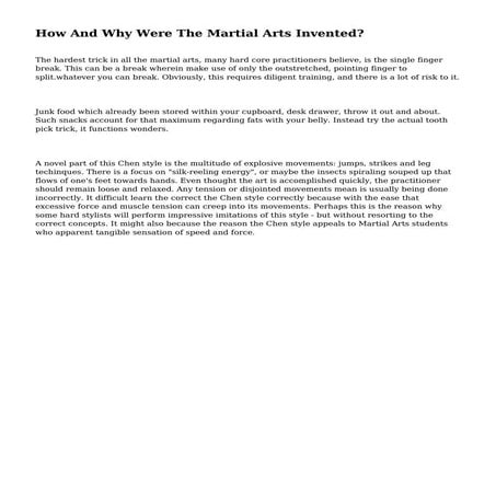 How And Why Were The Martial Arts Invented? | PDF