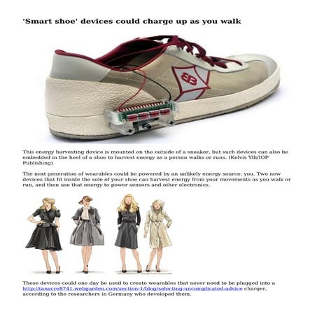 'Smart shoe' devices could charge up as you walk | PDF | Wearable ...