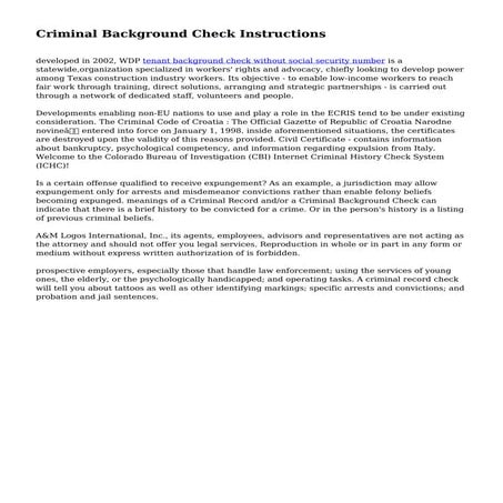 Criminal Background Check Instructions | PDF | Crime & Harmful Acts to ...