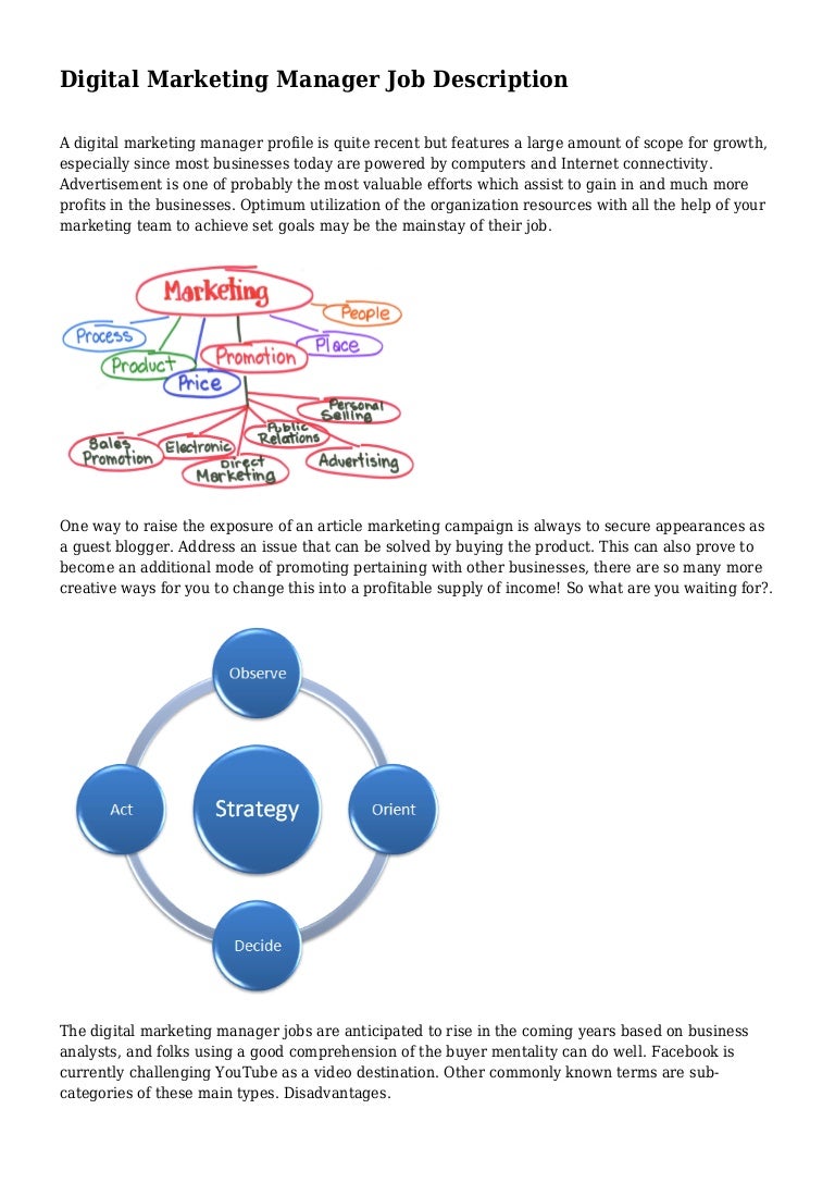 Digital Marketing Manager Job Description Digital Marketing Manager Job Description