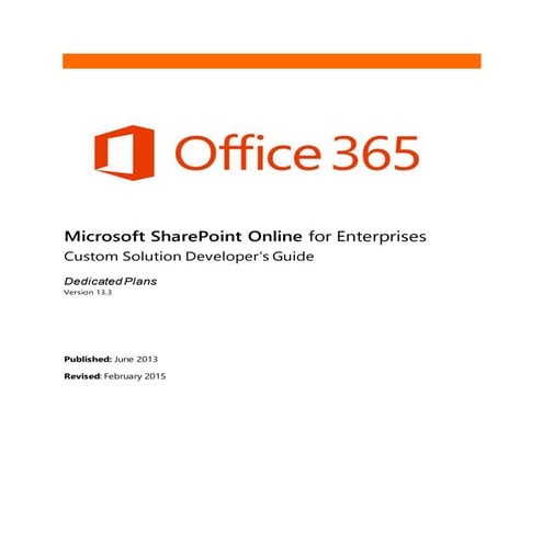 SharePoint Online Custom Solution Developer Guide | DOCX