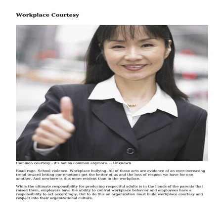 Workplace Courtesy | PDF | Business | Business and Finance