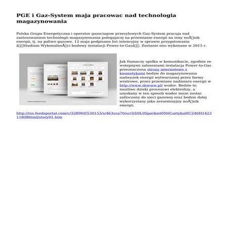 PGE i Gaz-System maja pracowac nad technologia magazynowania | PDF