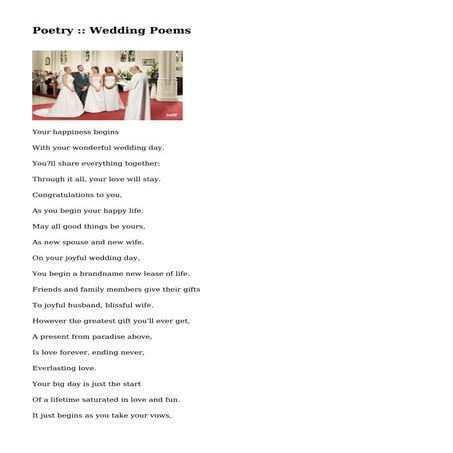 Poetry :: Wedding Poems | PDF