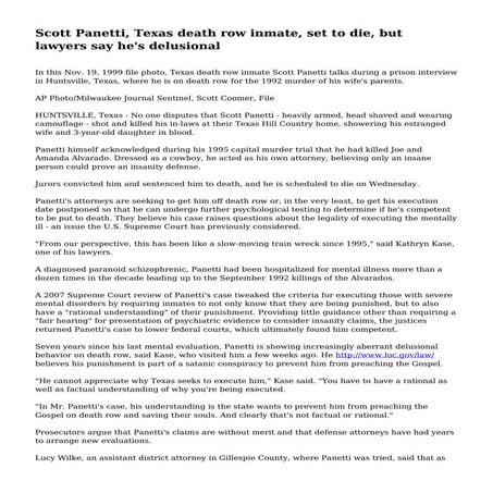 Scott Panetti, Texas death row inmate, set to die, but lawyers say he's ...