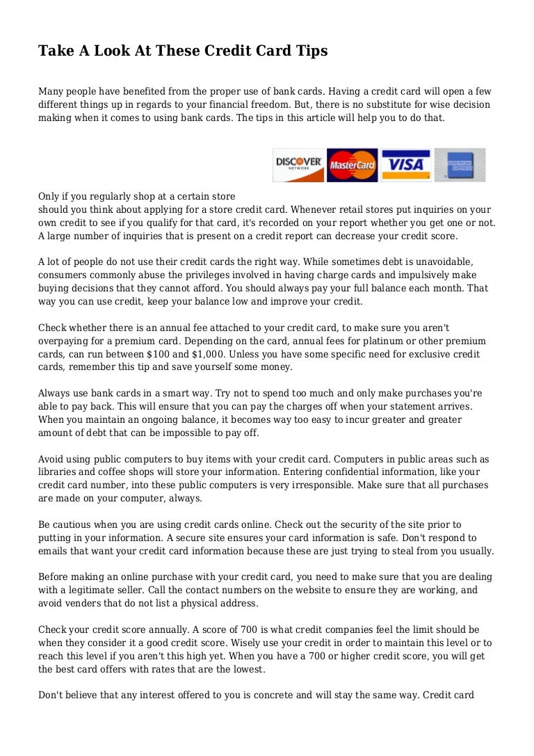 Take A Look At These Credit Card Tips