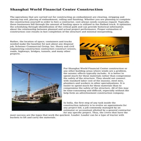 Shanghai World Financial Center Construction | PDF