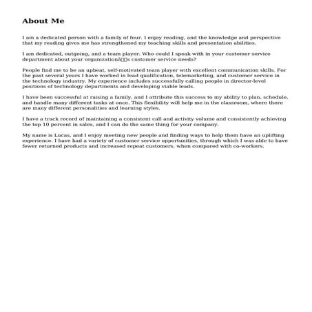 About Me | PDF