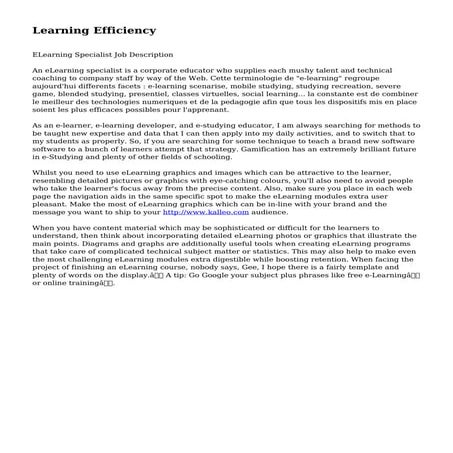 Learning Efficiency | PDF