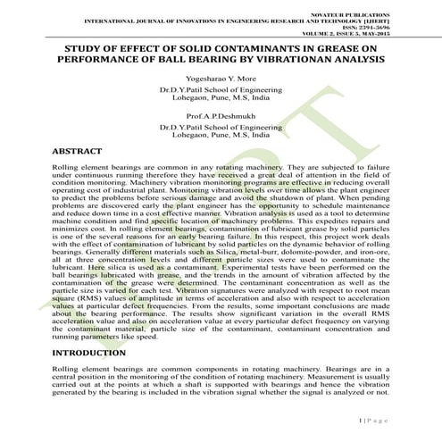 STUDY OF EFFECT OF SOLID CONTAMINANTS IN GREASE ON PERFORMANCE OF BALL ...