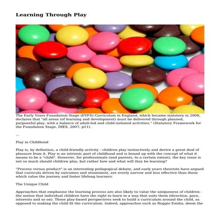 Learning Through Play | PDF | Daycare and Pre-School | Parenting