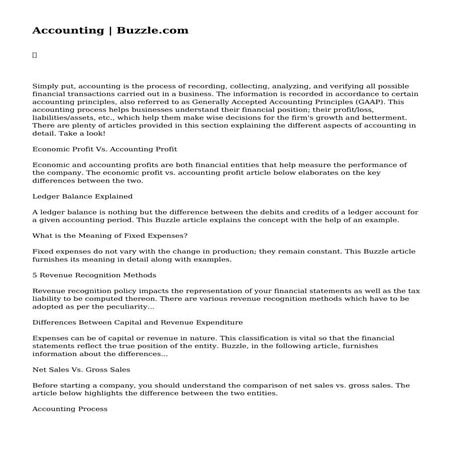 Accounting | Buzzle.com