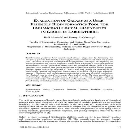EVALUATION OF GALAXY AS A USERFRIENDLY BIOINFORMATICS TOOL FOR ...