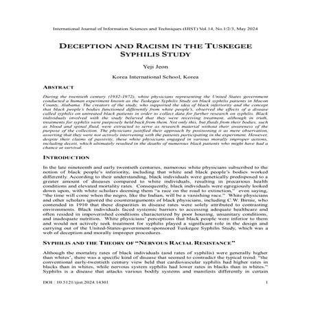 DECEPTION AND RACISM IN THE TUSKEGEE SYPHILIS STUDY | PDF