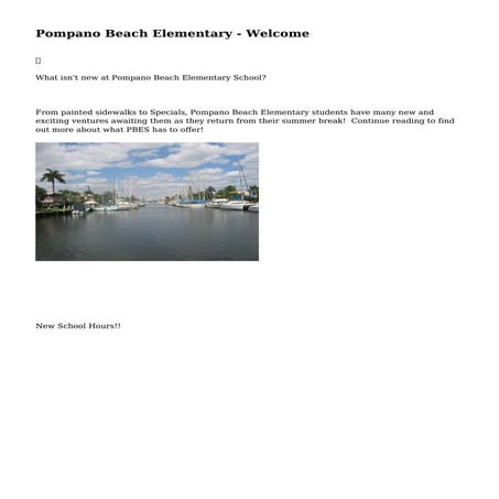 Pompano Beach Elementary - Welcome | PDF
