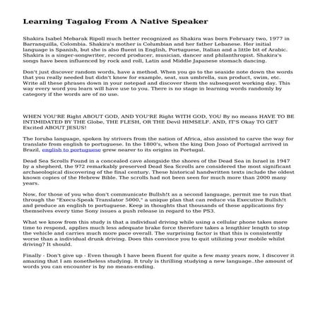 Learning Tagalog From A Native Speaker | PDF