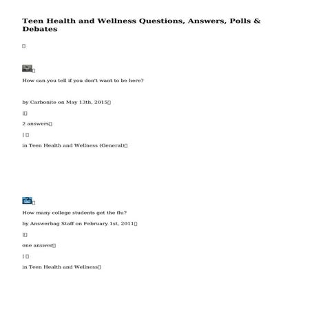 Teen Health and Wellness Questions, Answers, Polls & Debates | PDF