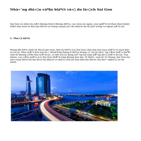 Những diều cần biết về du lịch Sai Gon | PDF