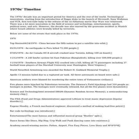 1970s' Timeline | PDF | Awards Shows | Events