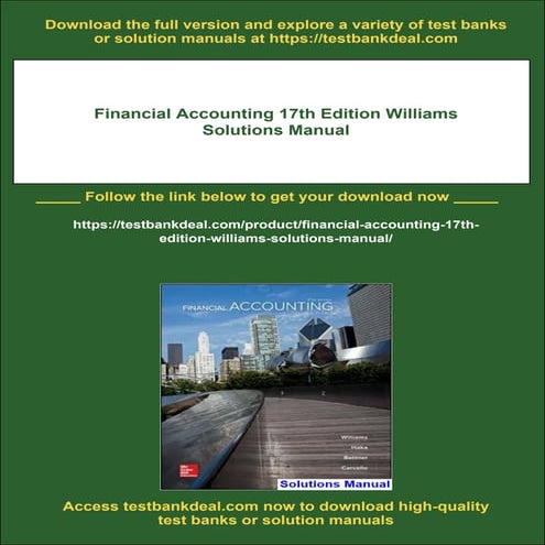 Financial Accounting 17th Edition Williams Solutions Manual | PDF
