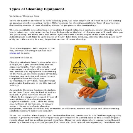 Types of Cleaning Equipment | PDF