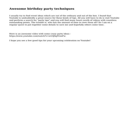Awesome birthday party techniques | PDF
