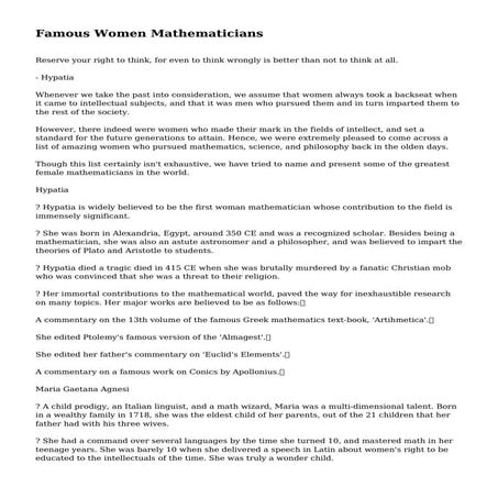 Famous mathematician power point project | DOC