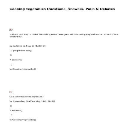 Cooking vegetables Questions, Answers, Polls & Debates | PDF