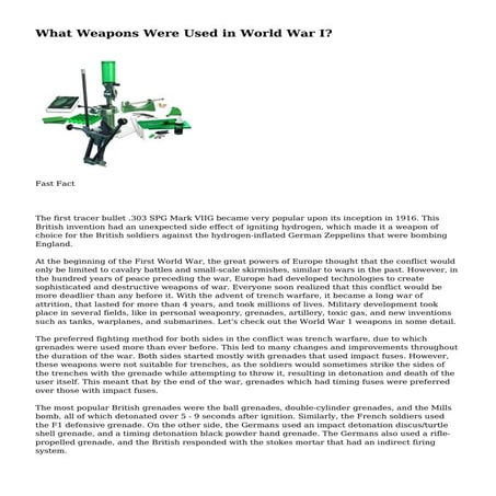 What Weapons Were Used in World War I? | PDF