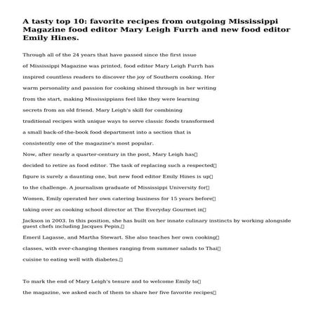 A tasty top 10: favorite recipes from outgoing Mississippi Magazine ...
