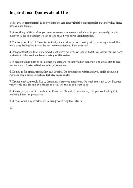 Inspirational Quotes about Life | PDF