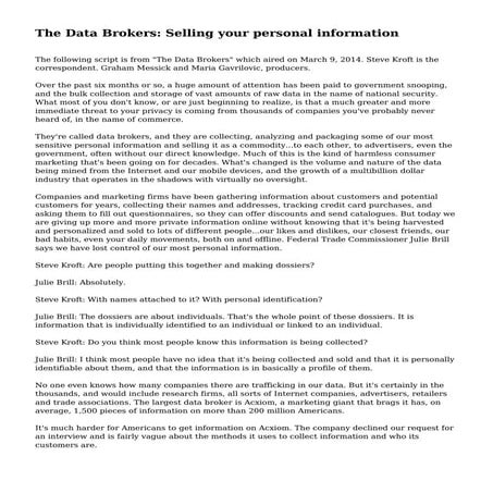 The Data Brokers: Selling your personal information | PDF | Internet ...