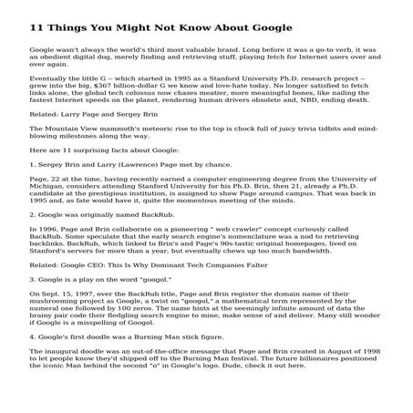 11 Things You Might Not Know About Google | PDF