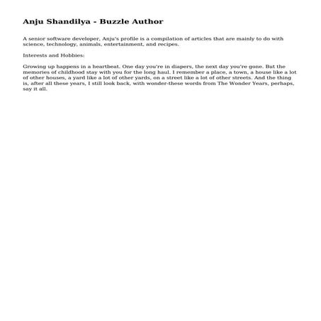 Anju Shandilya - Buzzle Author | PDF