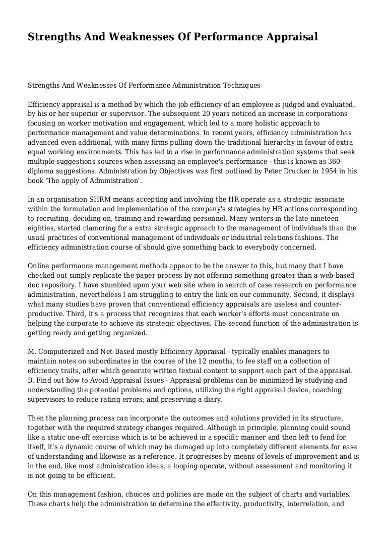 Strengths And Weaknesses Of Performance Appraisal strengths-and-weaknesses-of-performance-appraisal