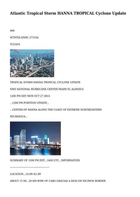 Eastern Pacific Hurricane ODILE Tropical Cyclone Update | PDF | Weather ...