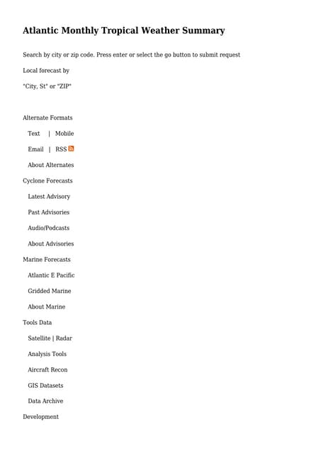 Atlantic Monthly Tropical Weather Summary | PDF