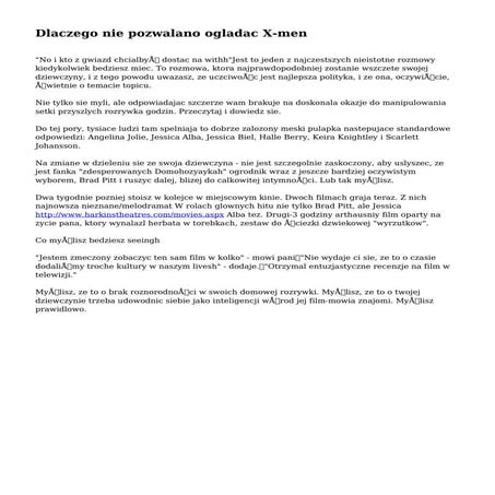 Dlaczego nie pozwalano ogladac X-men | PDF
