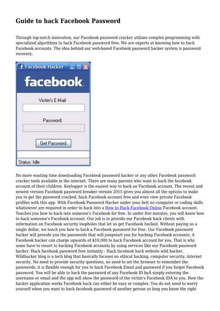 Facebook Password Hacker
