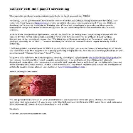 Cancer cell line panel screening | PDF